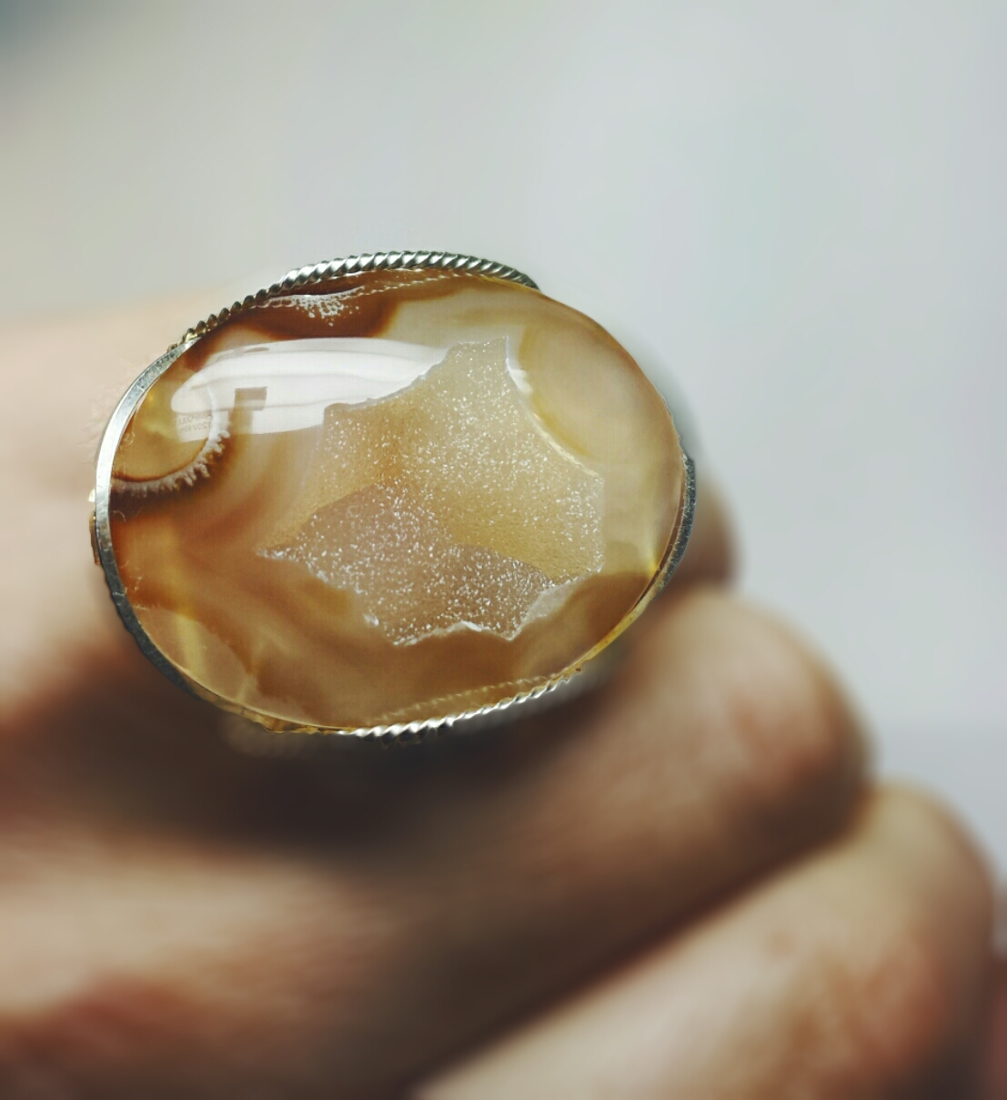 Chunky Druzy Ring, Sparkle Natural Crystal Statement Stone Sterling ...