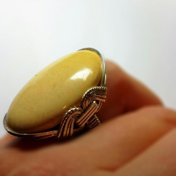 Mustard Yellow Ring, Huge Natural Jasper Stone, Sterling Silver ...