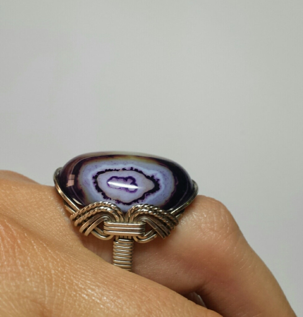 Agate Ring, Sterling Silver, Any Size, Eggplant Purple, Bold Stone ...