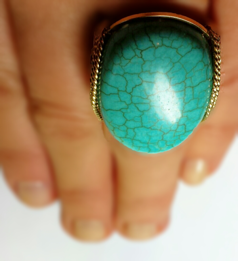 Turquoise Blue Ring, Magnesite Stone, 14k Gold Fill, Handmade Any Size ...