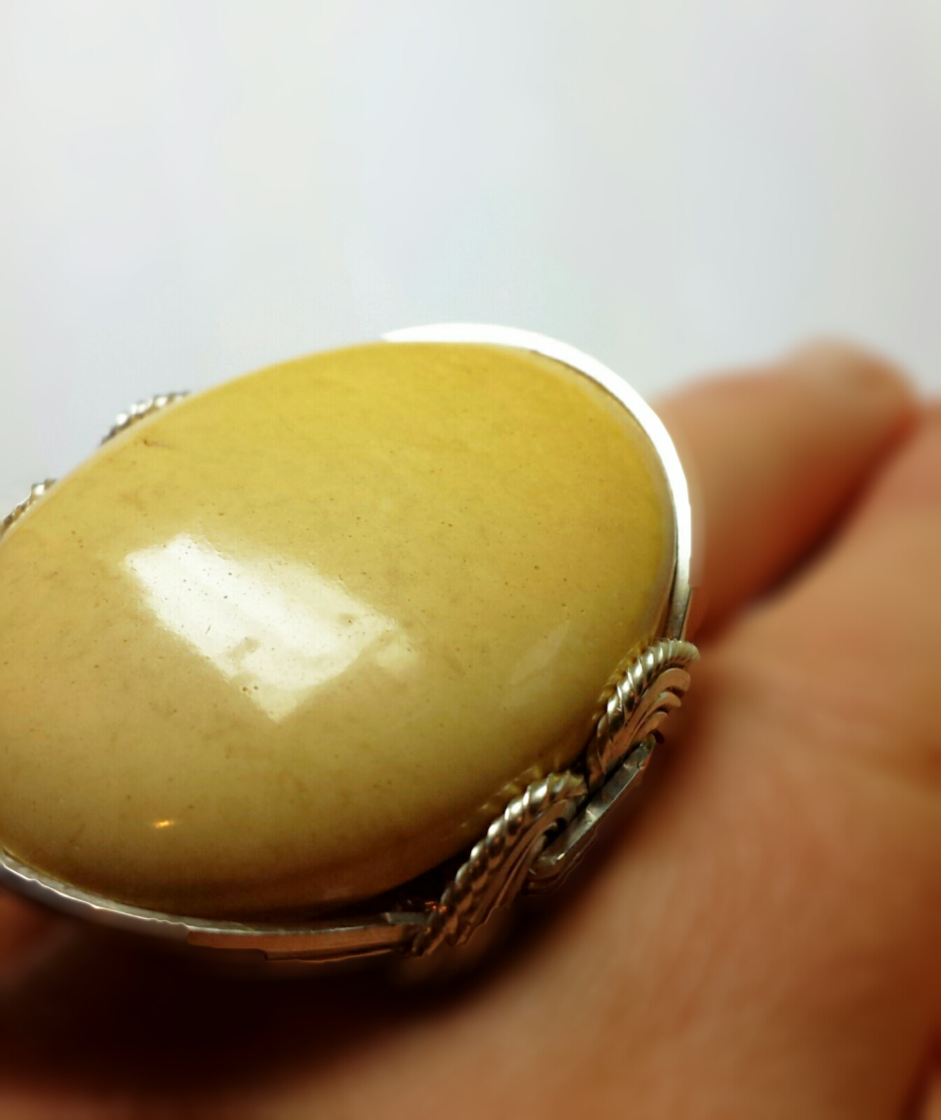 Mustard Yellow Ring, Huge Natural Jasper Stone, Sterling Silver ...